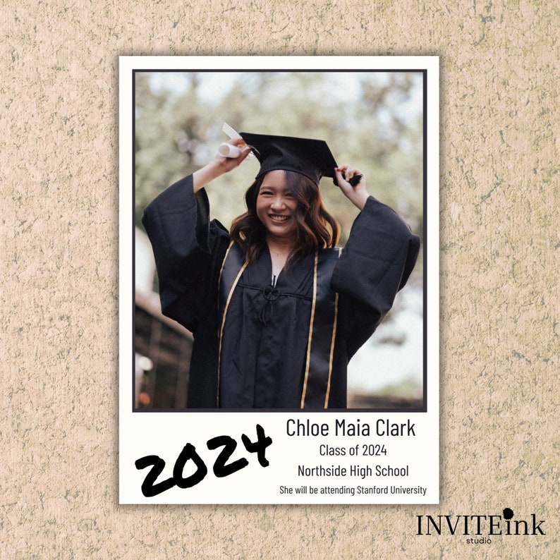 Digital Polaroid Graduation Announcement Template | Customizable ...