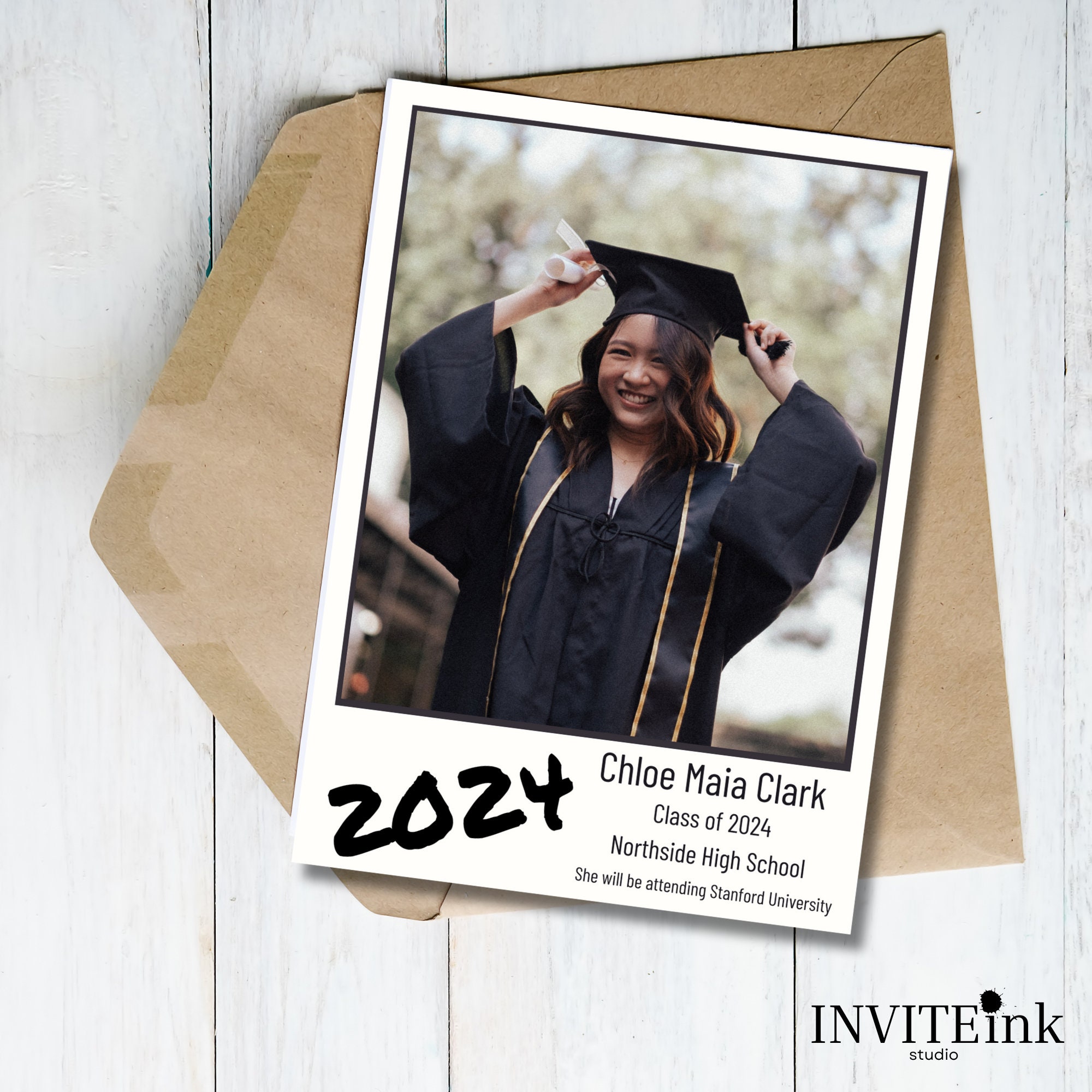 Digital Polaroid Graduation Announcement Template | Customizable ...
