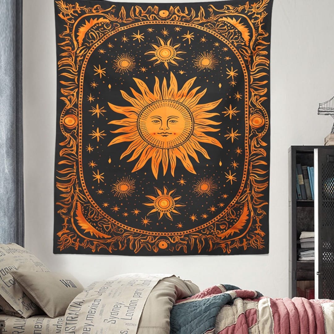 Black Boho Sun Tapestry,divine Constellation Tapestry,wall Art,wall ...