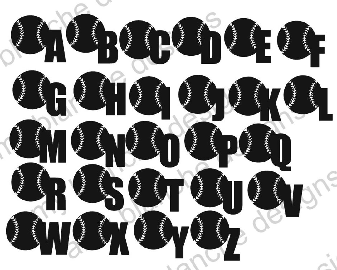 Baseball Letters A-Z SVG Font File - Etsy