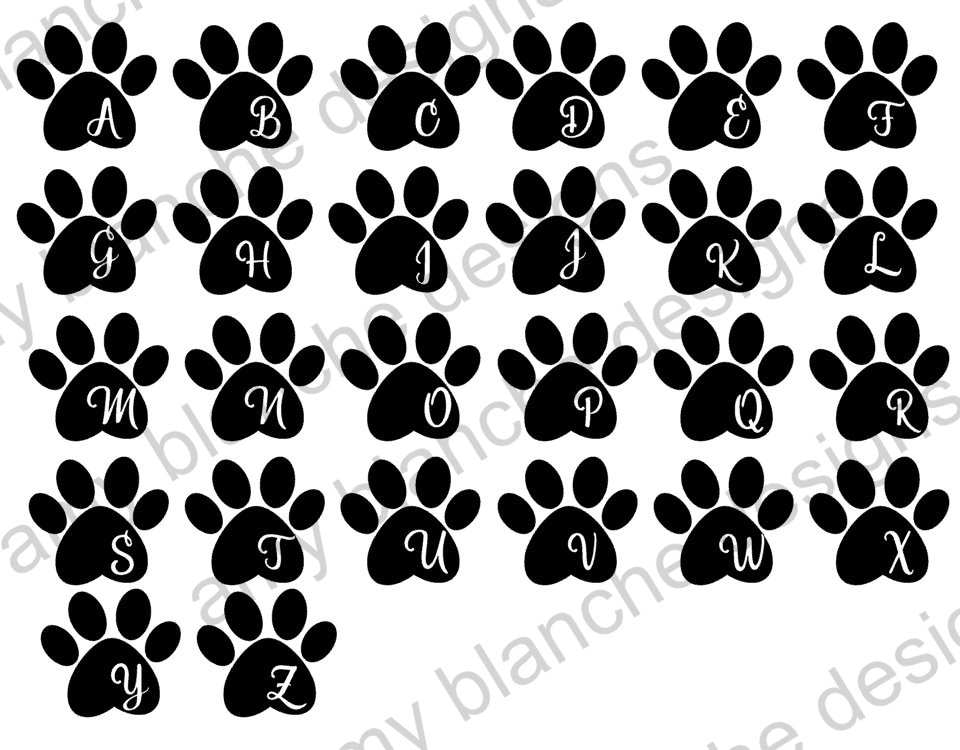 Dog Paw Print Font Letters A-Z SVG File - Etsy