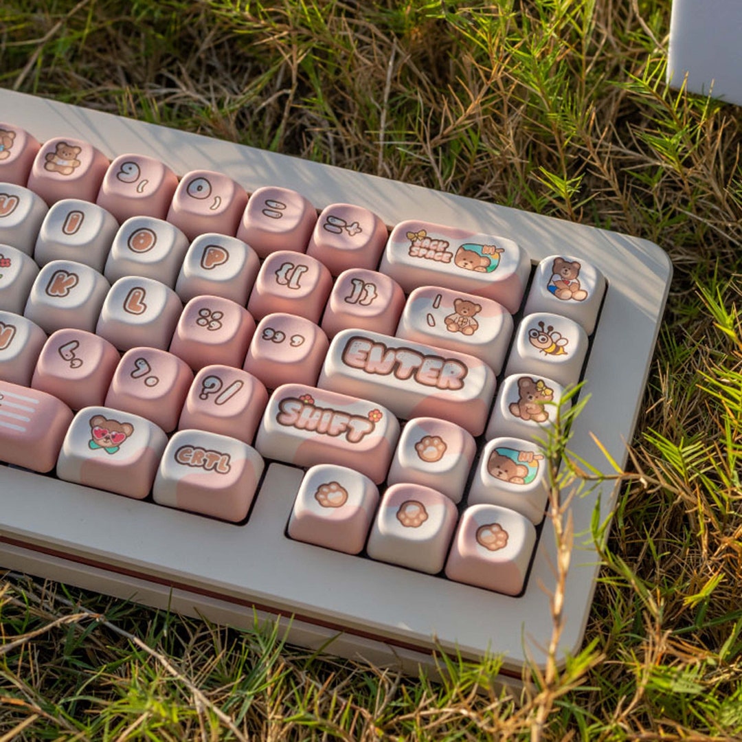 Bear Adventure Theme Keycap Set Pink Keycap,cute Cap,130 Set,pbt Keycap ...