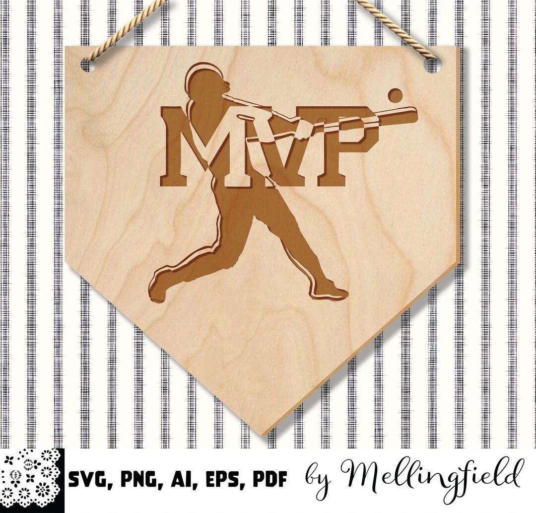 SVG| MVP Baseball Sign. Home Plate Engraved With a Baseball Player ...