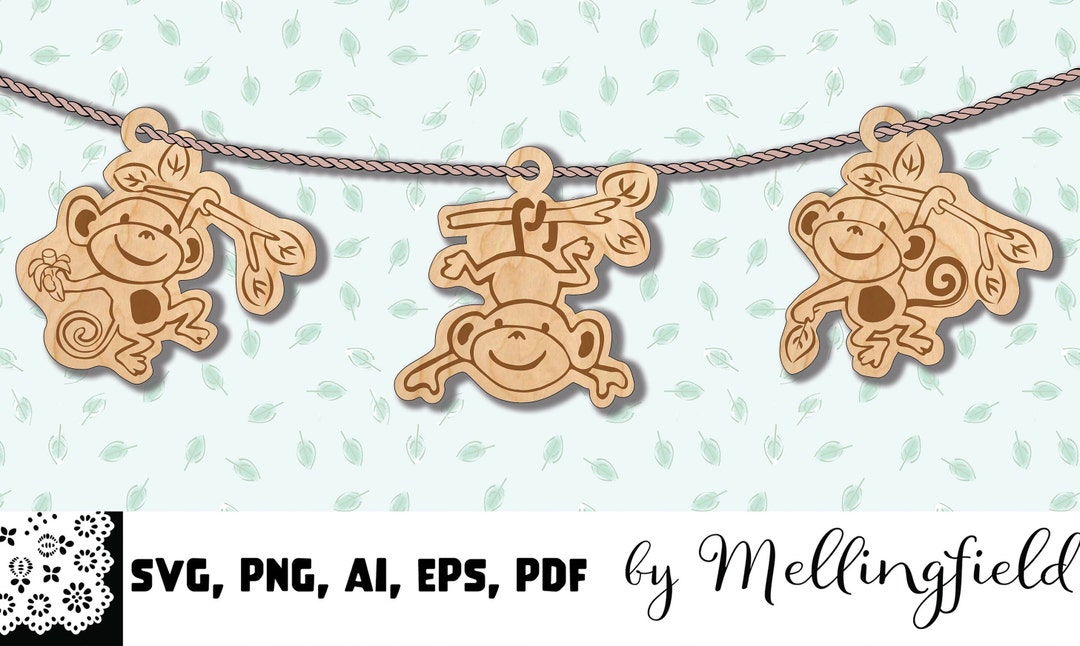 SVG | Cute Monkey Garland for a Baby Nursery. Create a Gender Neutral ...