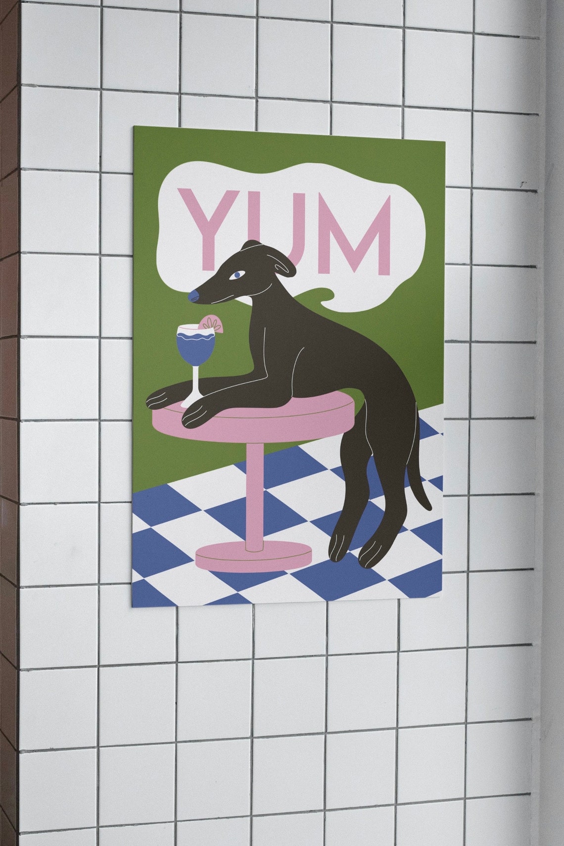 Yum Whippet Poster Print, Greyhound, Sighthound, Cocktail, Evening, Dog ...