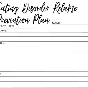 Relapse Prevention Plan: Eating Disorder Recovery - Etsy