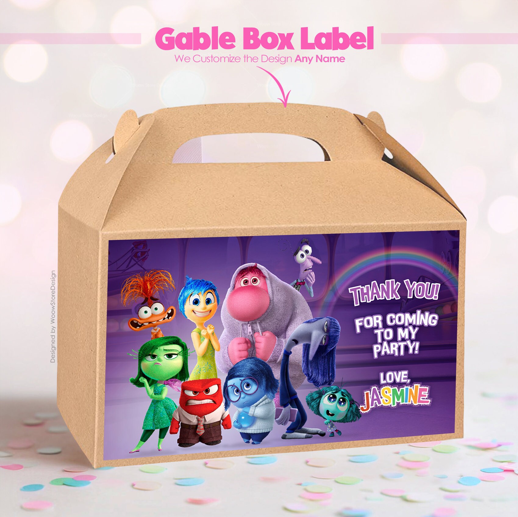 Custom Inside Out Gable Box Labels - Printable Insideout Treat Box ...