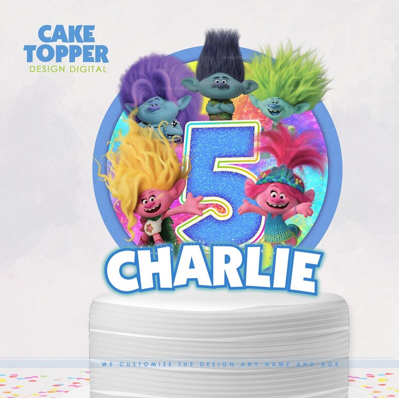 Trolls Birthday Cake Topper, Printable Trolls Band Together Custom Name ...