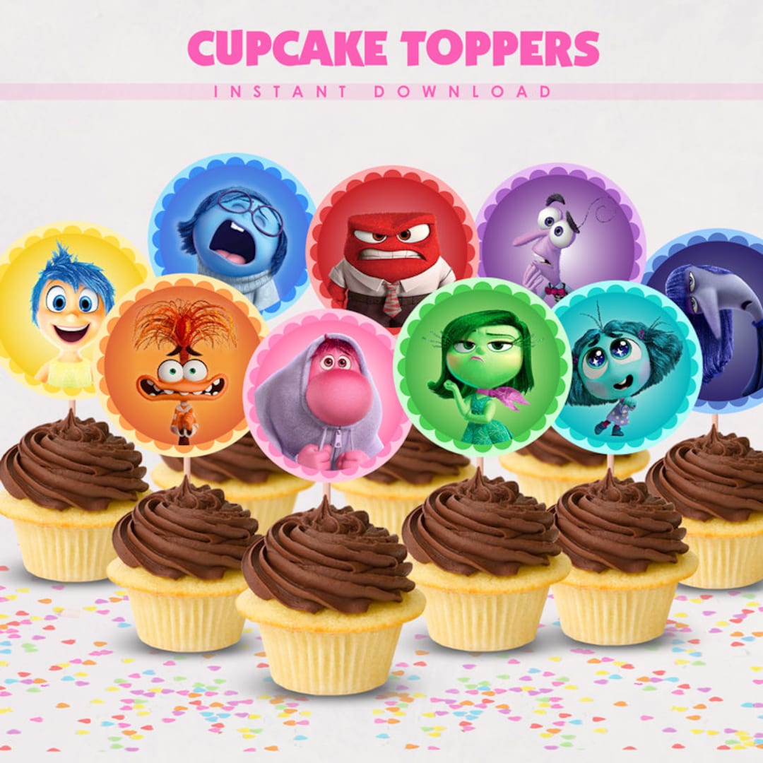 Inside Out 2 Cupcake Toppers Printables Party Dekorationen und ...