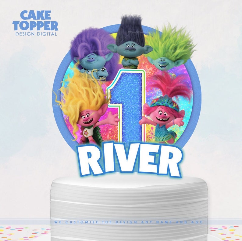 Trolls Birthday Cake Topper, Printable Trolls Band Together Custom Name ...