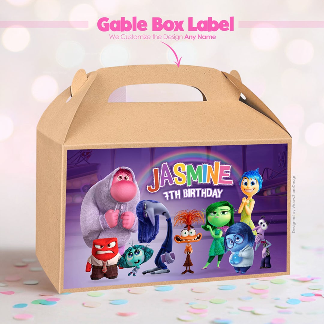 Inside Out Birthday Party Favor Box Label Printables | Custom Inside ...