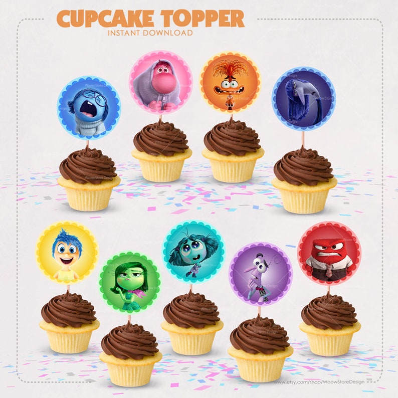 Inside Out 2 Cupcake Toppers and Stickers Instant Download Printable ...