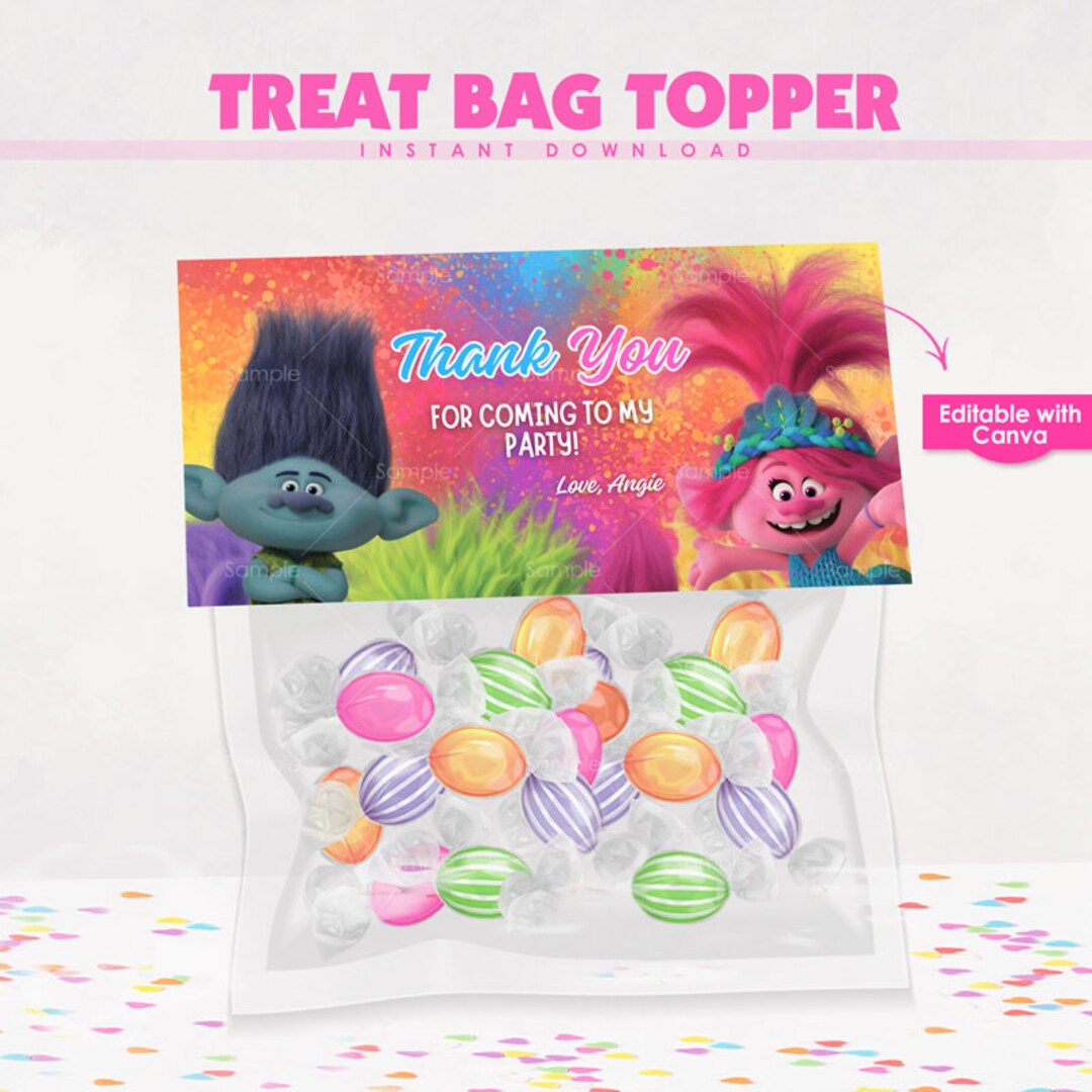 Editable Trolls Band Together Treat Bag Topper - Instant Download ...
