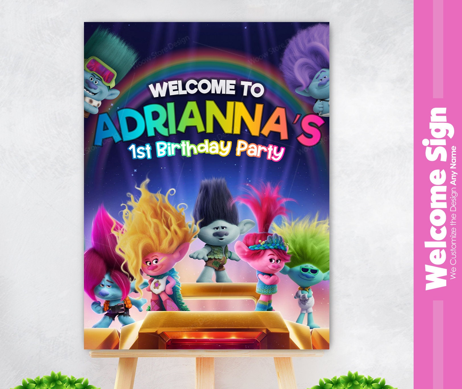 Trolls 3 Birthday Welcome Sign | Personalized Trolls Band Together ...
