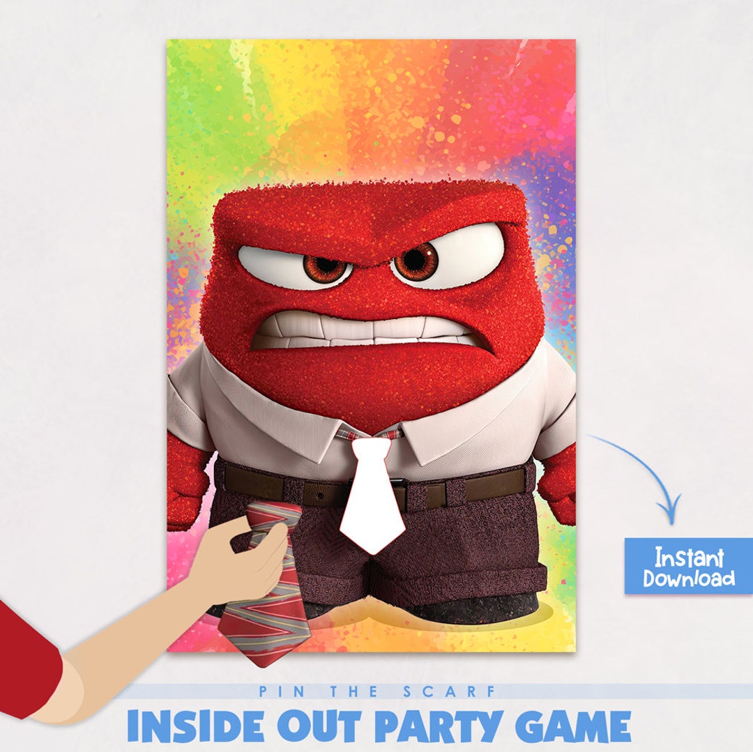 Pin the Tie on Inside Out Anger, Printable Inside Out 2 Poster Birthday ...