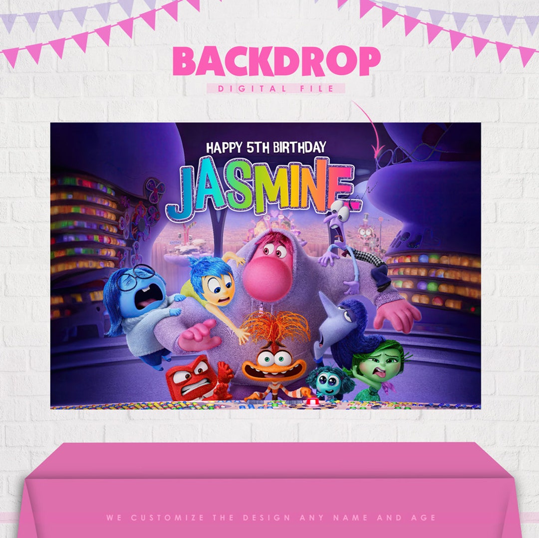 Inside Out 2 Birthday Backdrop - Inside Out 2 Custom Banner Name and ...