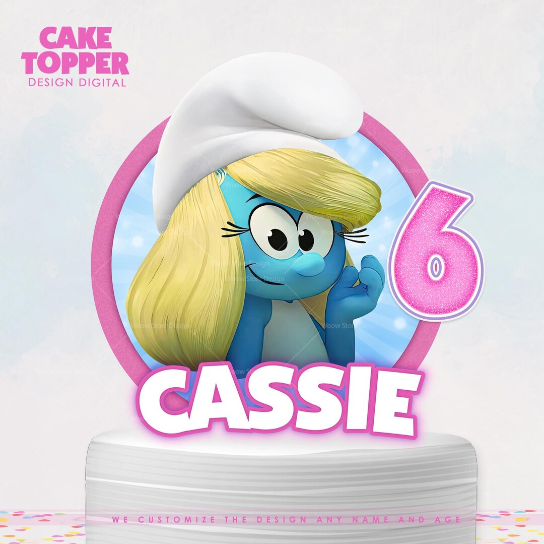 Smurf Cake Topper, Smurfette Birthday Cake Topper, Printable Smurf ...