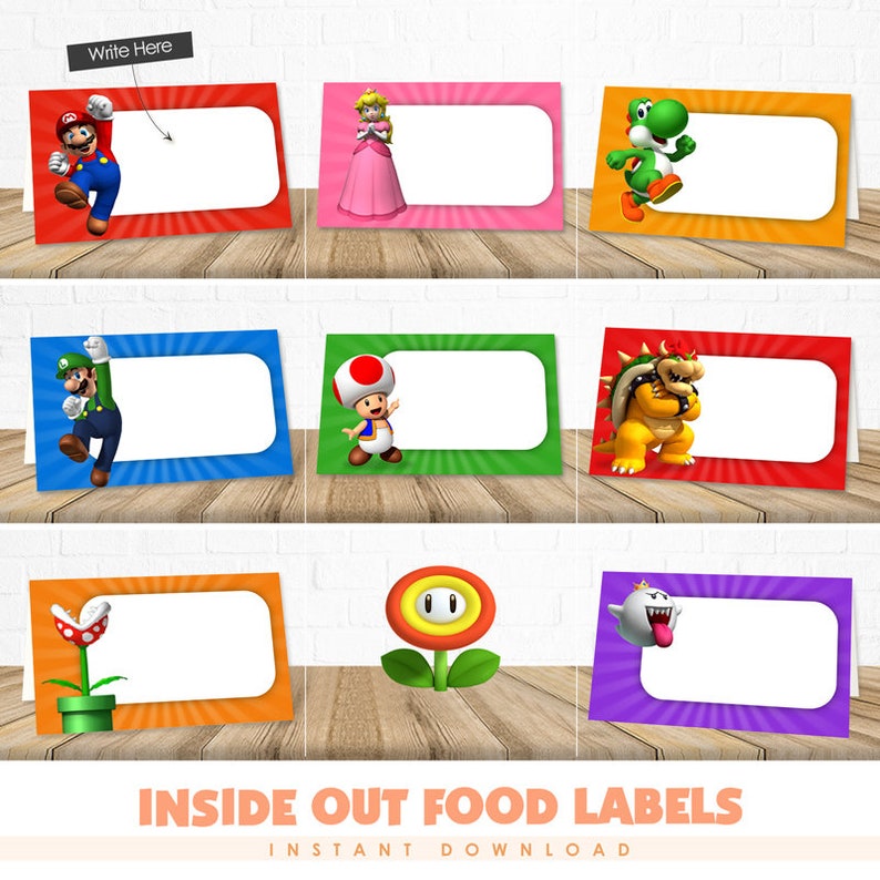 Super Mario Party Food Labels - Mario Bros Printable Food Tent Party ...