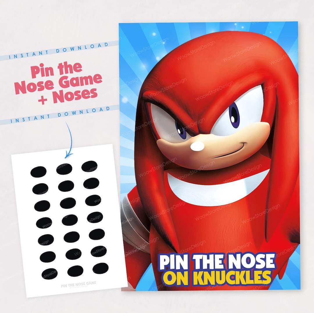 Pin the Nose on Sonic Knuckles Birthday Game Printable - Sonic the ...