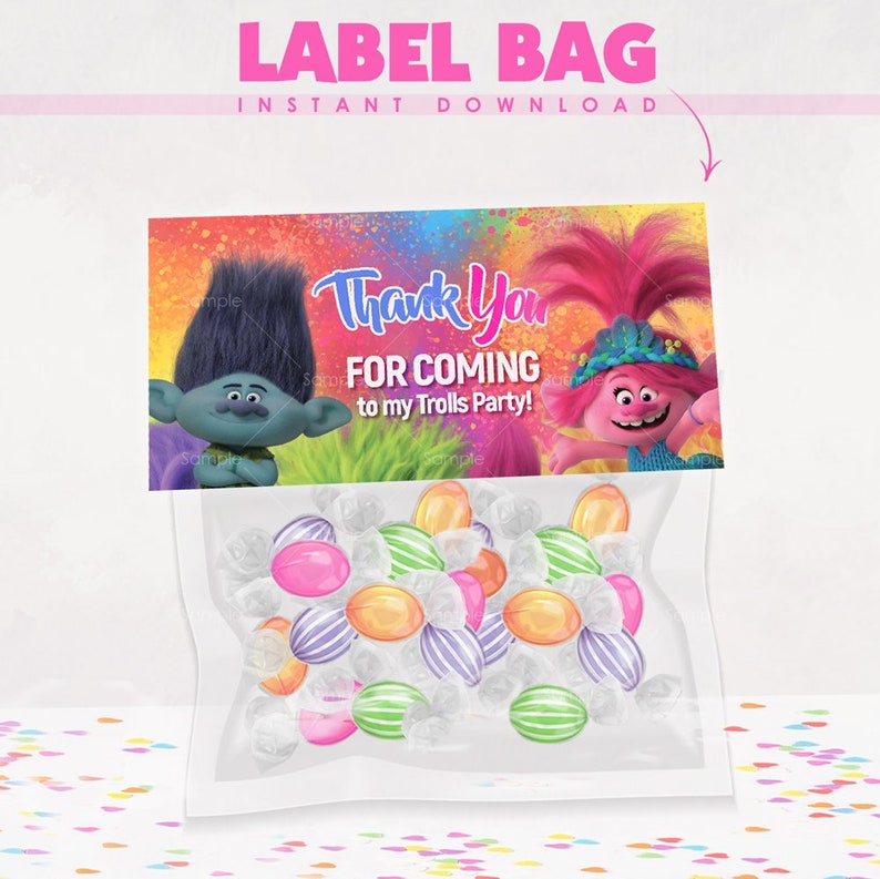 Trolls Band Together Treat Bag Topper Instant Download Printable Treat ...