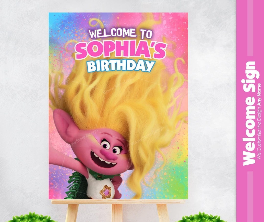 Viva Trolls Welcome Sign - Personalized Trolls Birthday Party ...