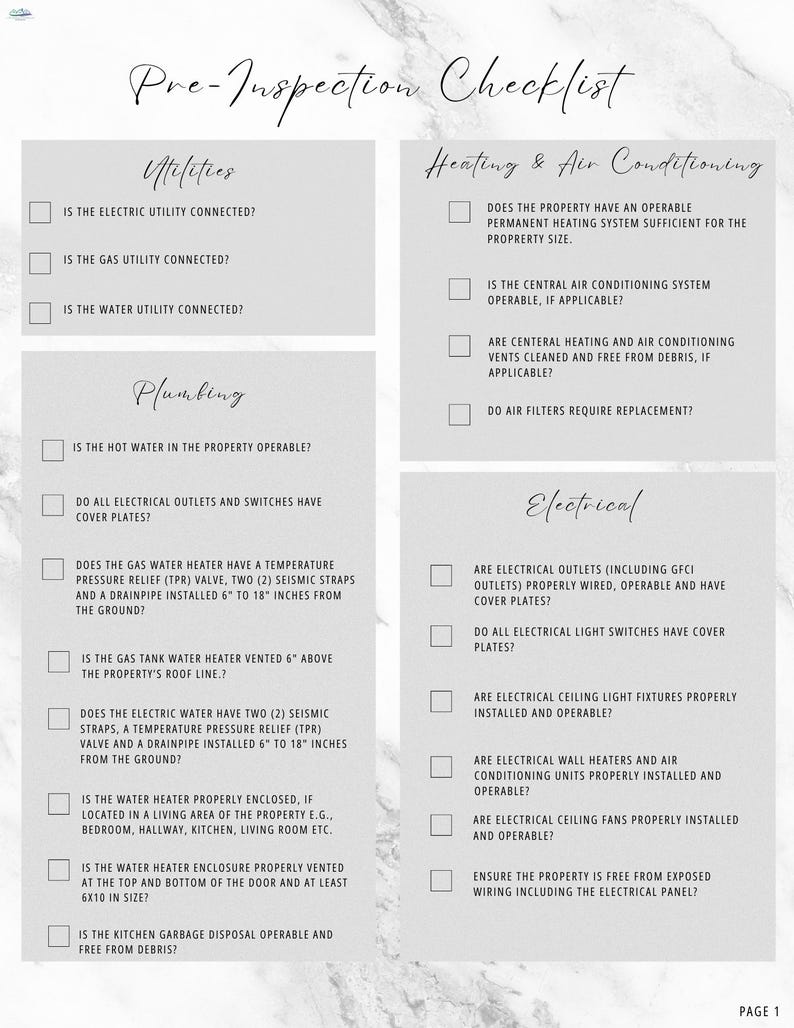 Pre-inspection Checklist - Etsy