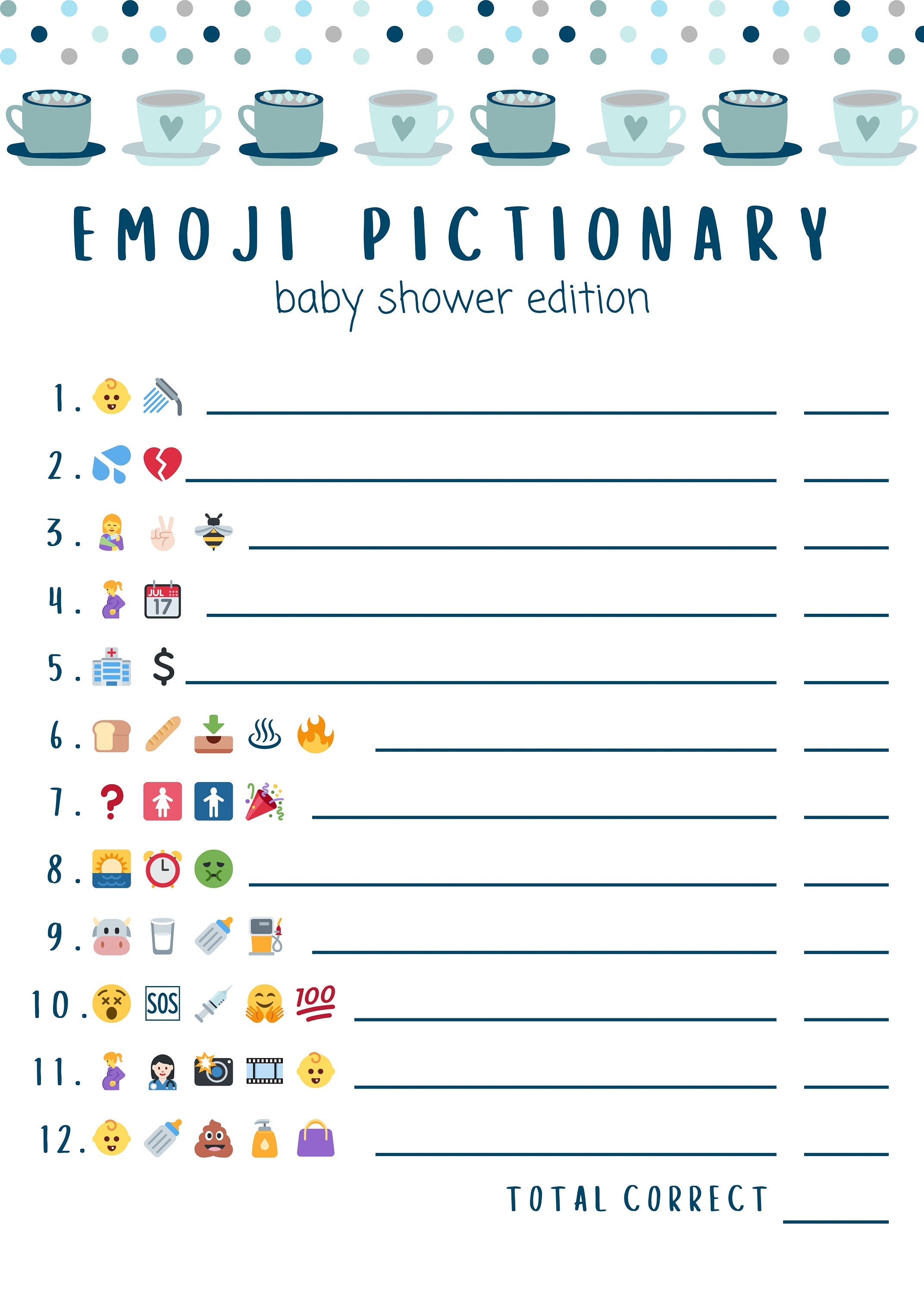 Emoji Pictionary for Baby Shower Baby Boy - Etsy