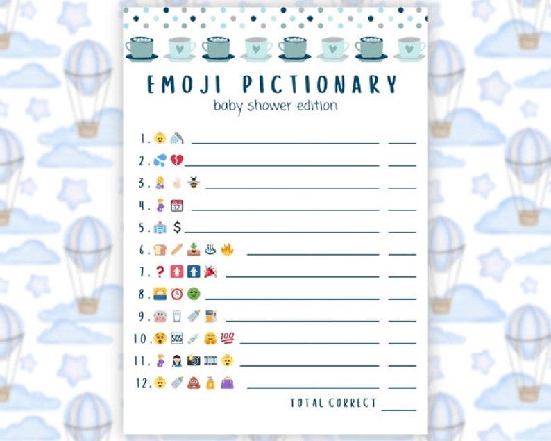 Emoji Pictionary for Baby Shower Baby Boy - Etsy Canada