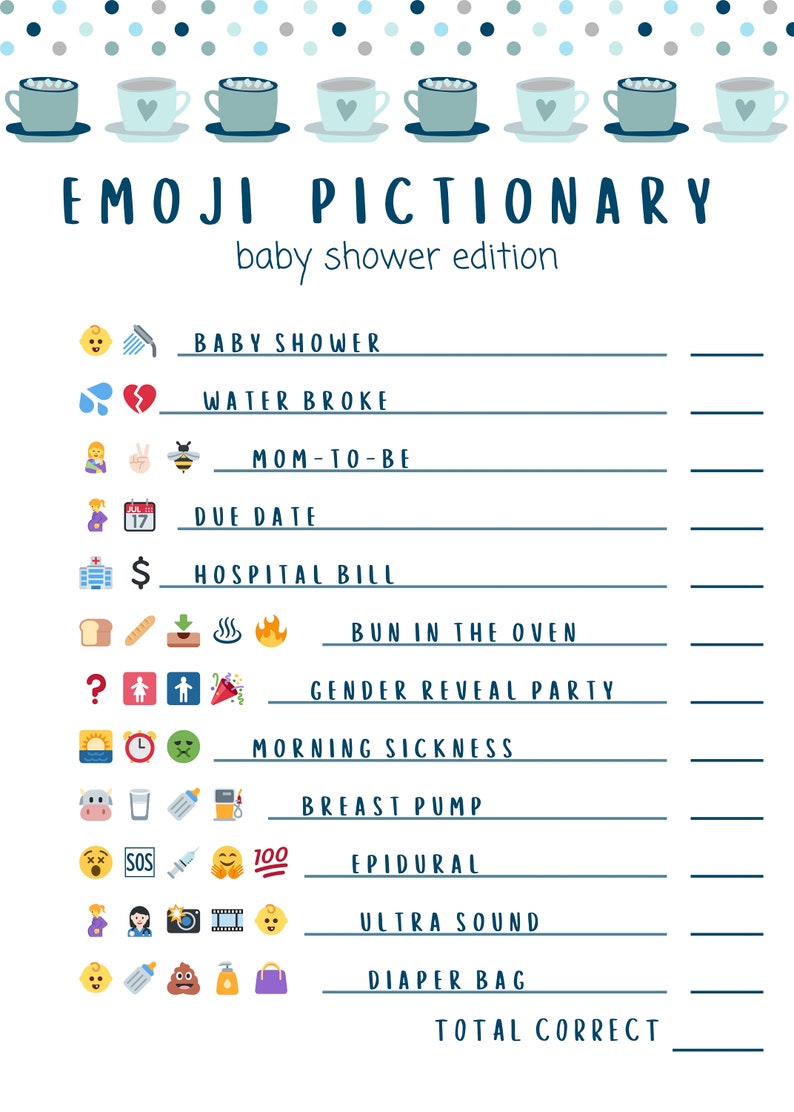 Emoji Pictionary for Baby Shower Baby Boy - Etsy