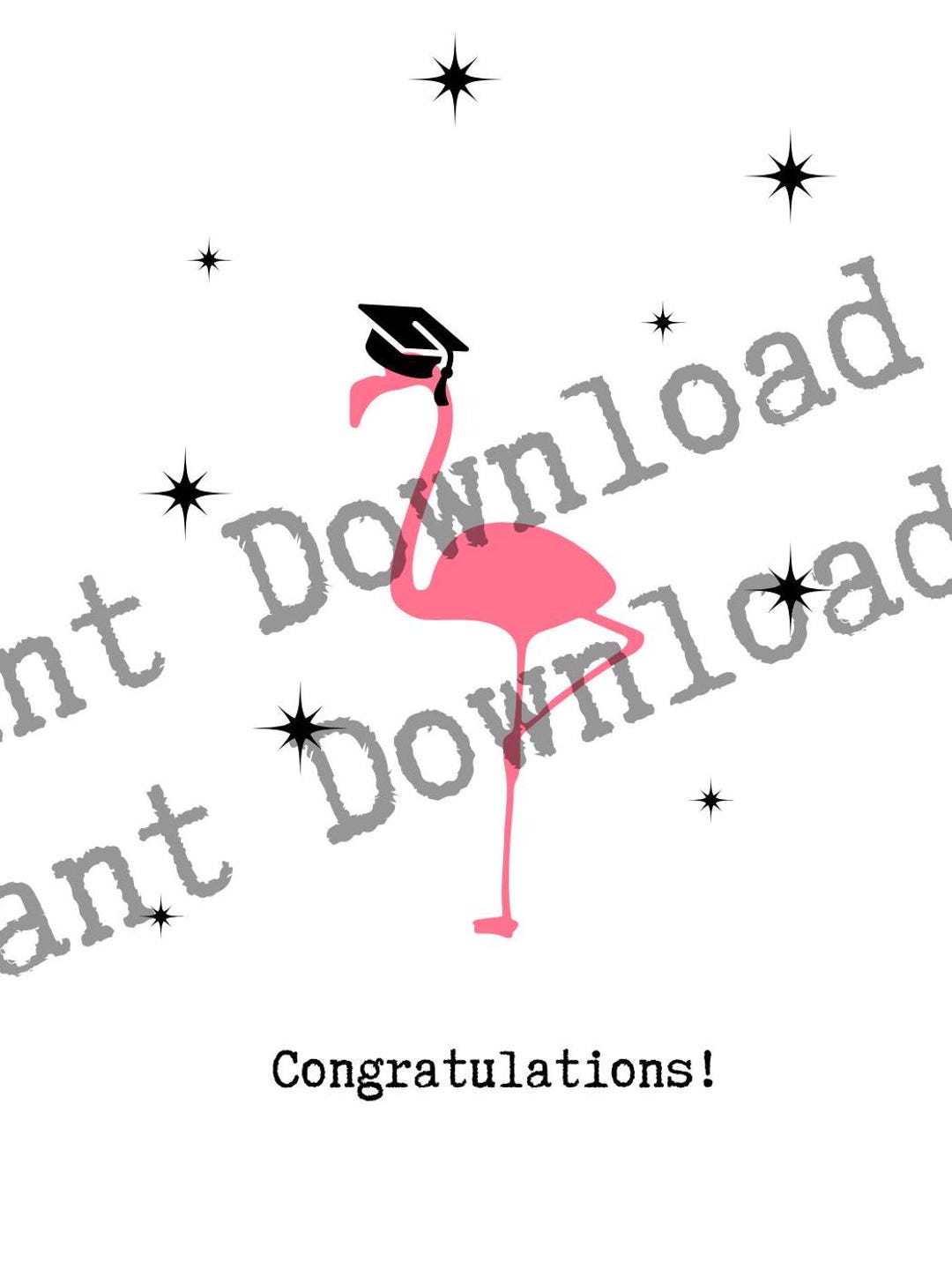 Flamingo Grad Card, Printable Graduation Card, Instant Download ...
