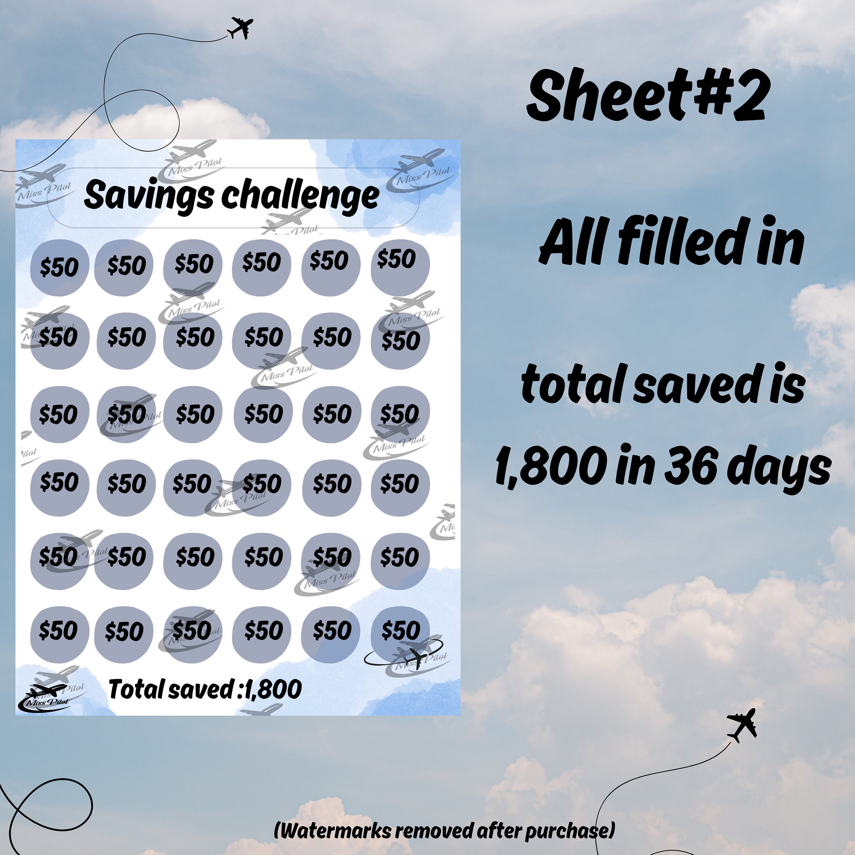 Printable Saving Challenge Sheets Original Design - Etsy