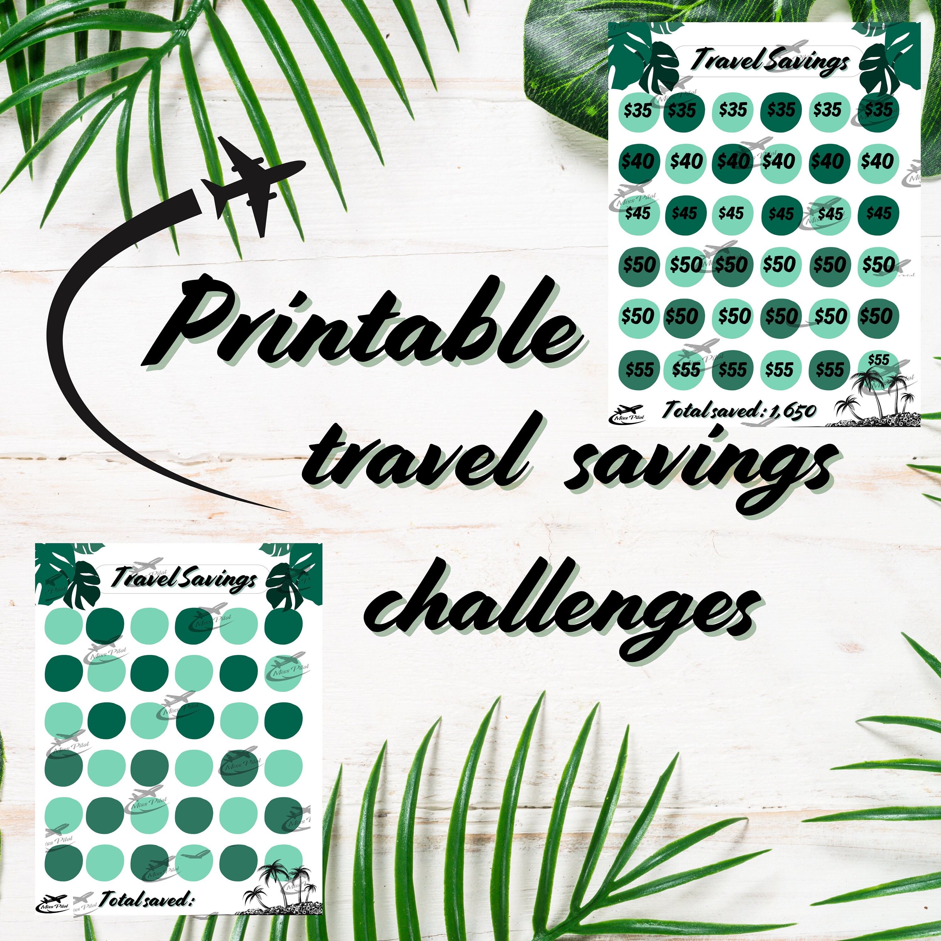 Printable Travel Saving Challenge Sheets - Etsy