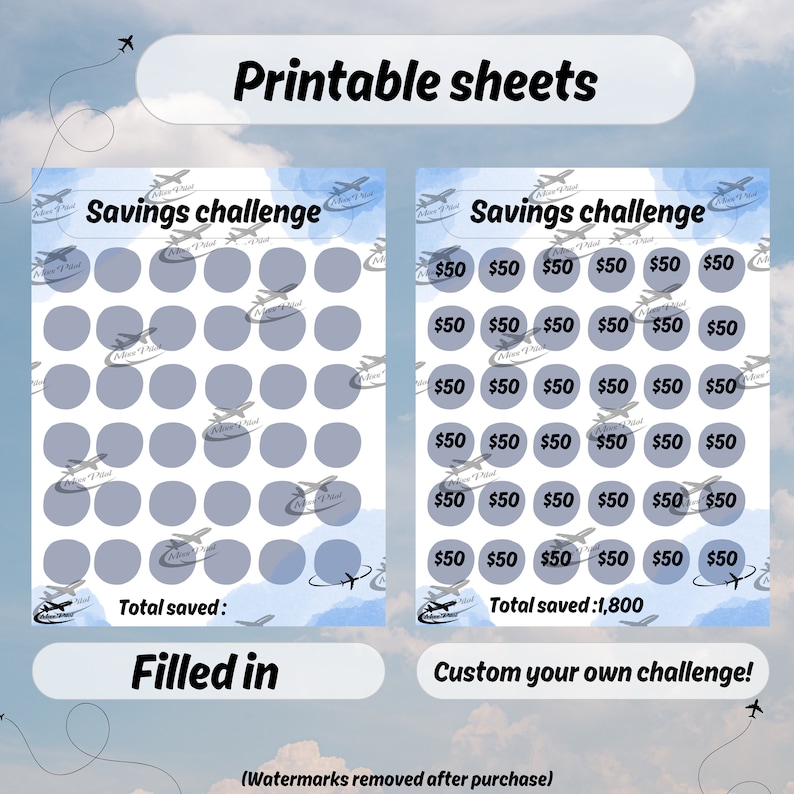 Printable Saving Challenge Sheets Original Design - Etsy