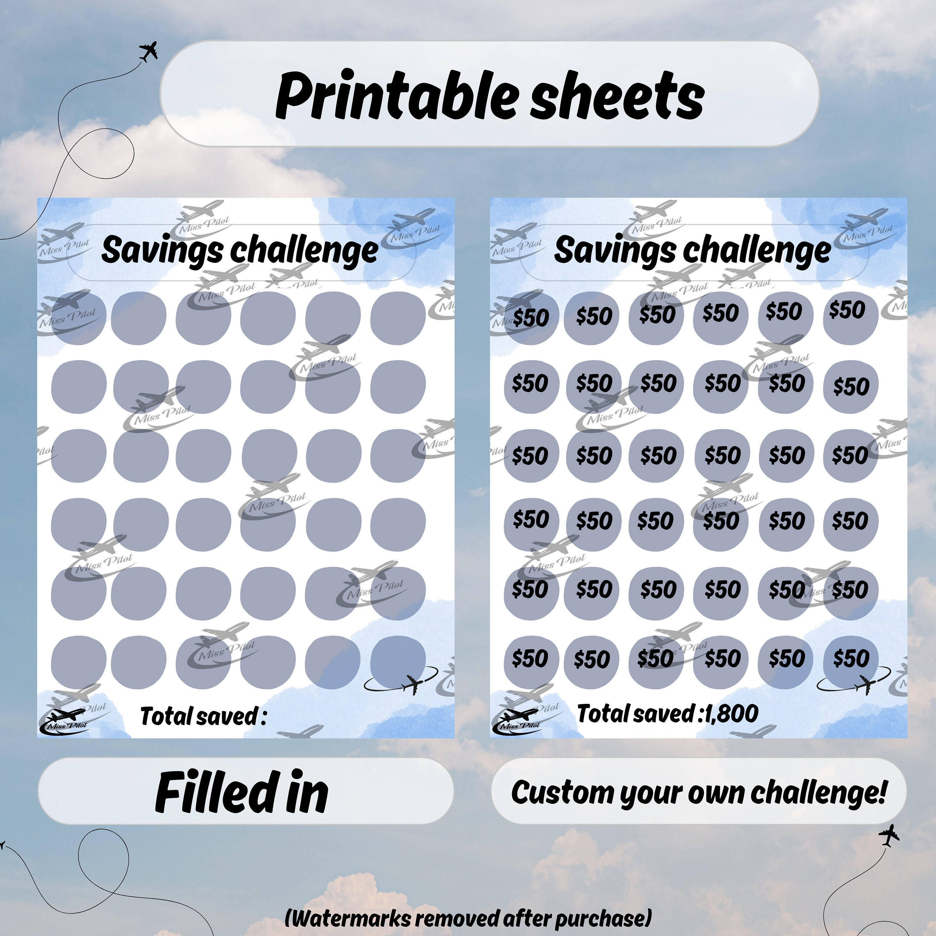 Printable Saving Challenge Sheets Original Design - Etsy