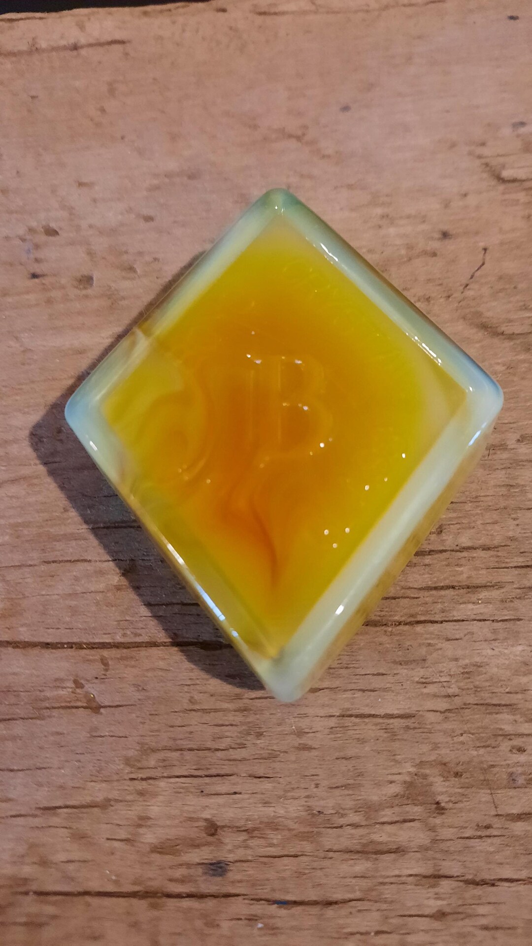 Boyd Yellow Slag Glass Diamond Shaped Paperweight With Cadmium Glow - Etsy