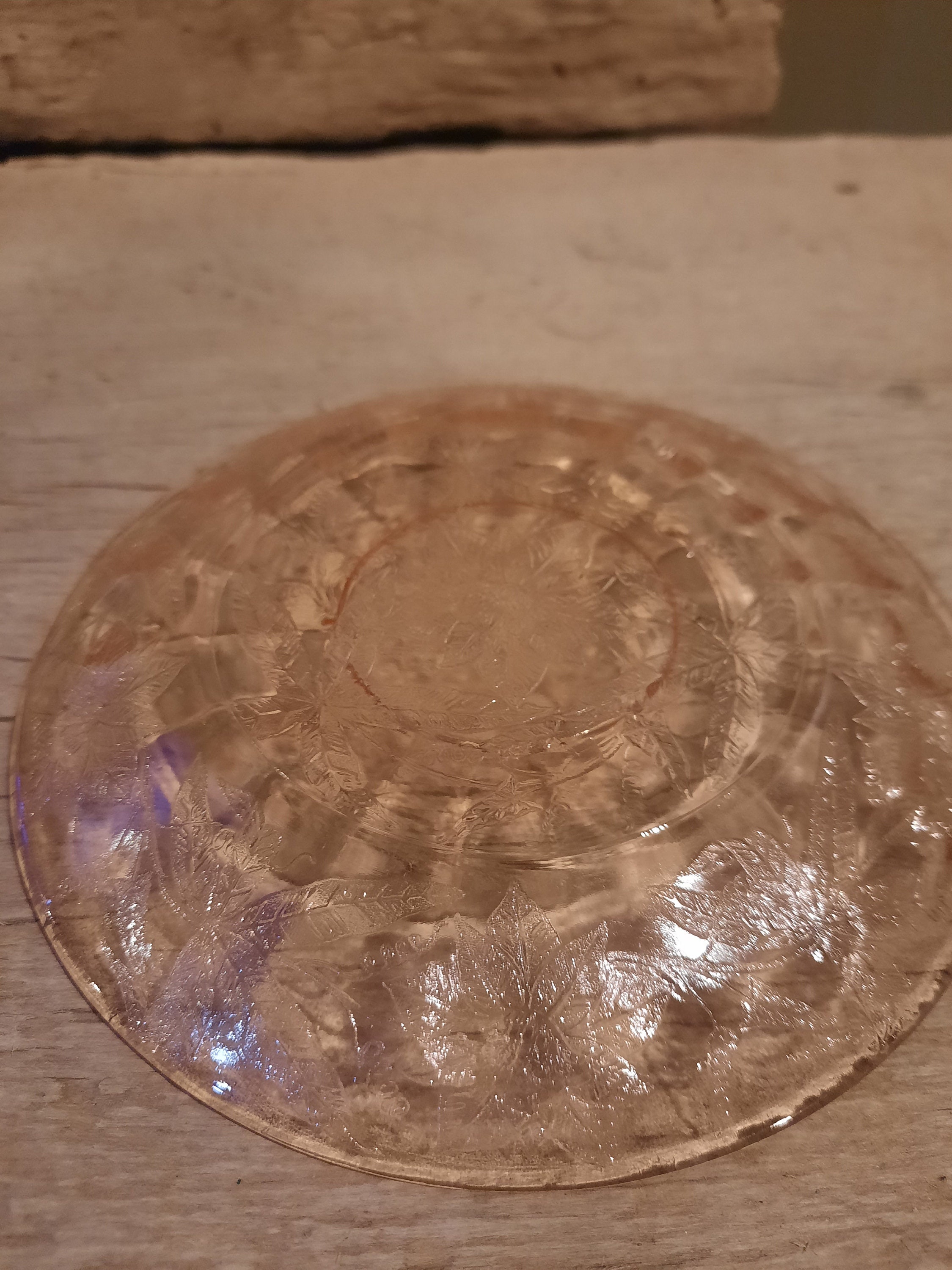 Pink Selenium Floral Depression Glass Plates Set of 3 - Etsy