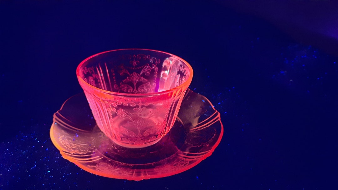 Pink Selenium Depression Glass Teacup and Saucer Set - Etsy