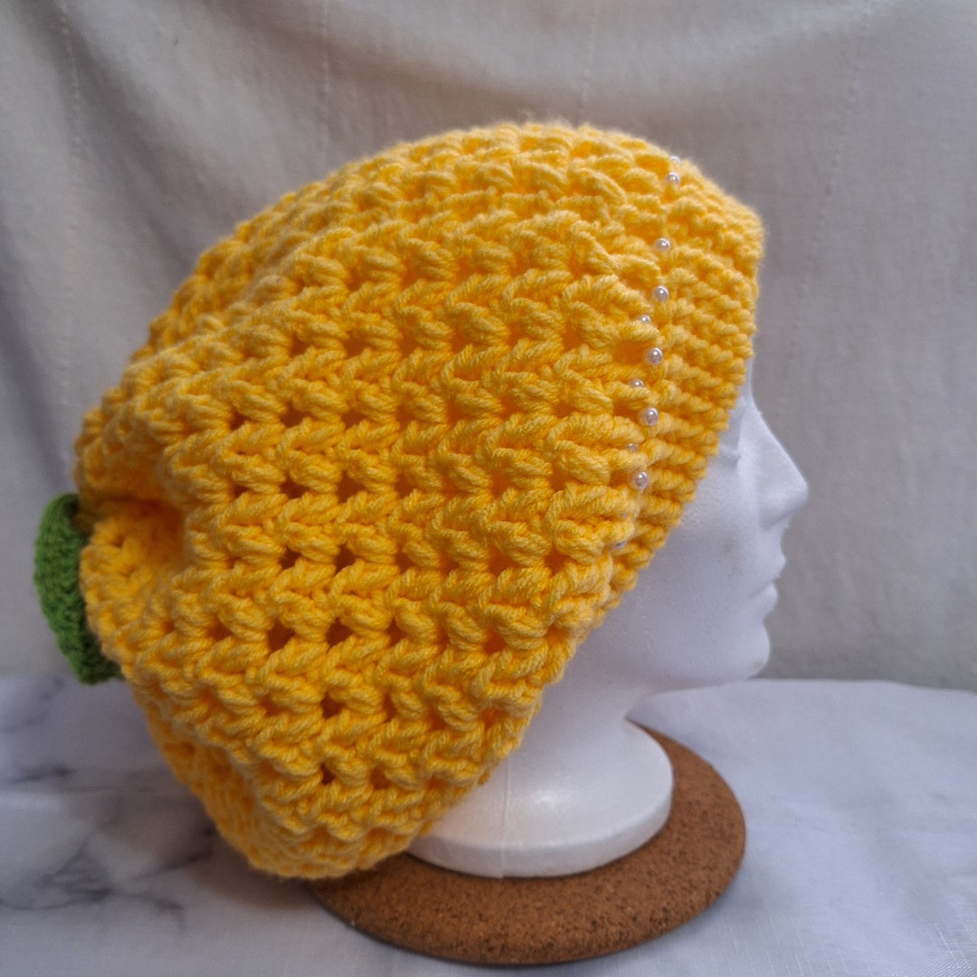 Crochet Lemon Slouchy Beanie - Etsy