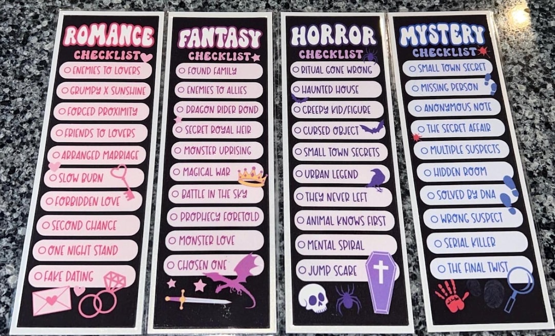 Choose Your Genre Checklist Bookmark - Etsy