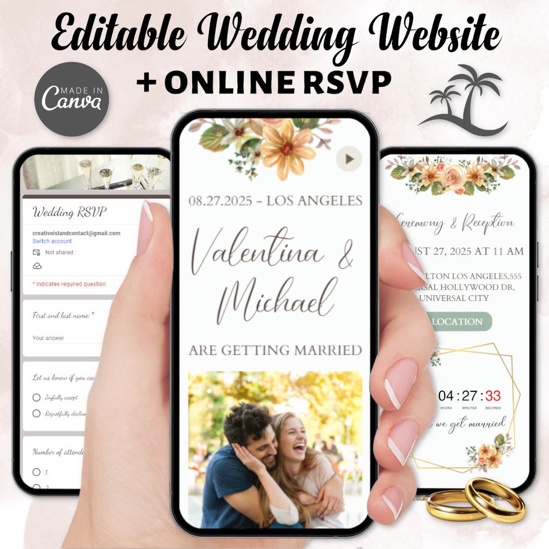Editable Wedding Invitation Website Template, DIY Wedding Invitation ...