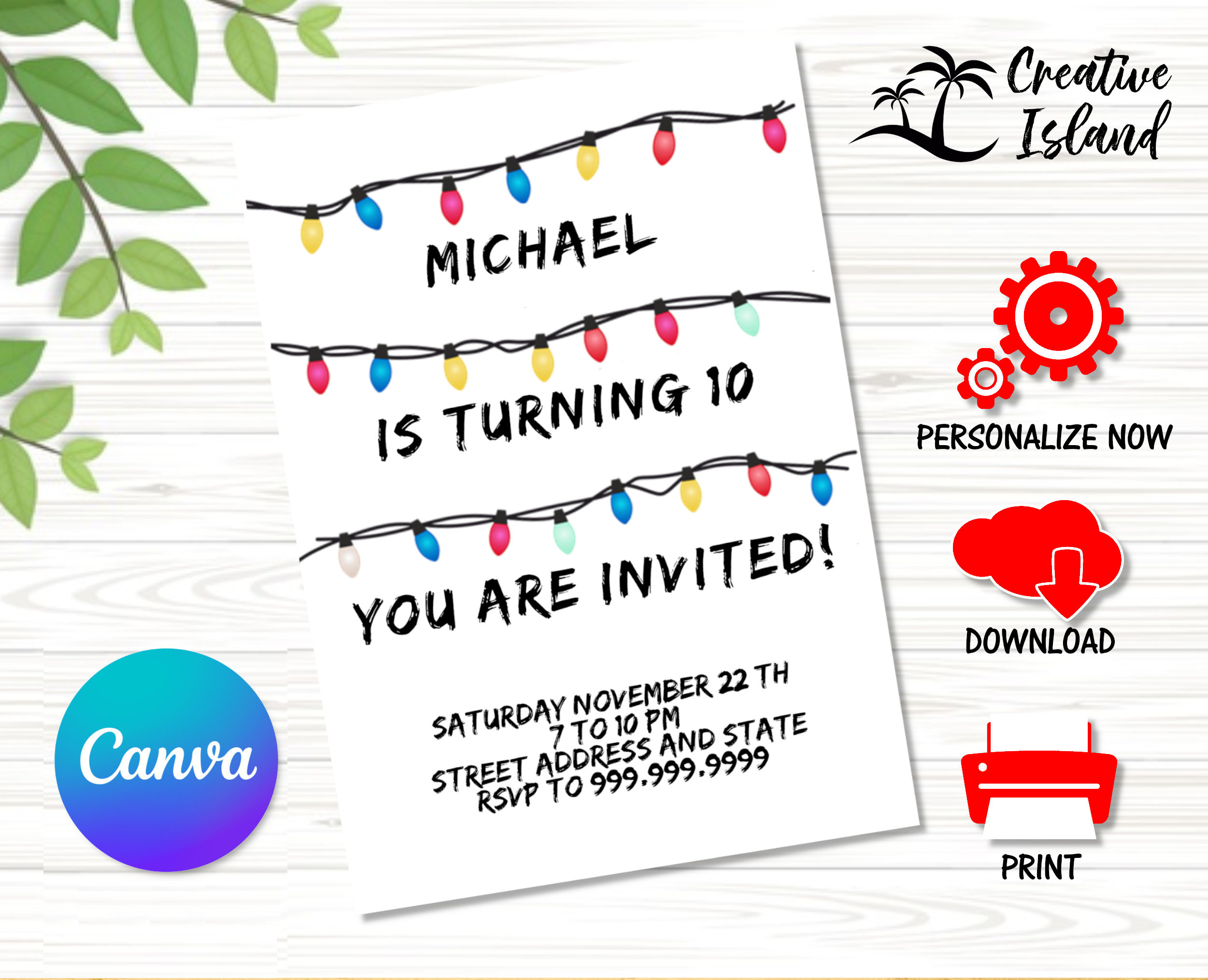 Stranger Things Birthday Invitation Template: DIY Printable Card ...