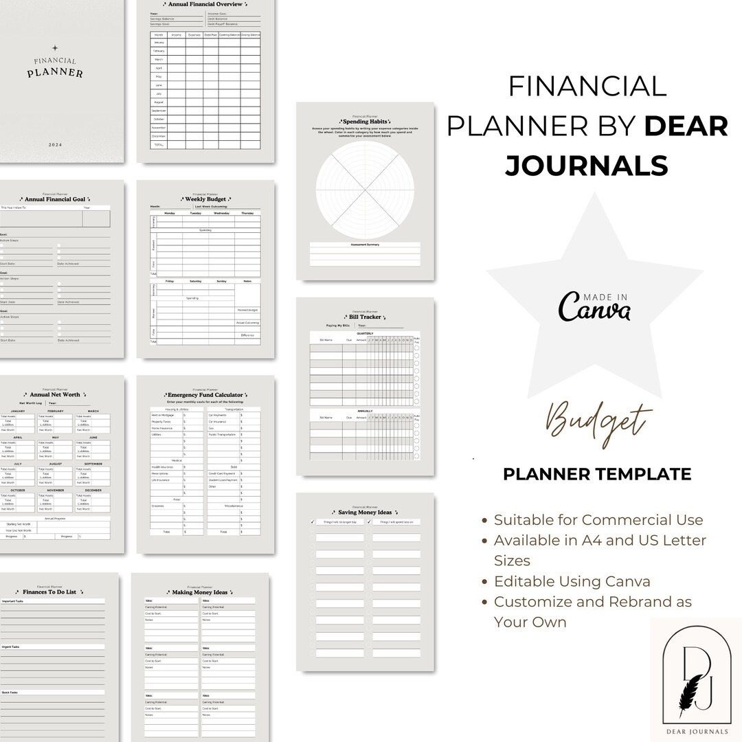 Canva Financial Budget Planner Template | Editable Budget Finance ...