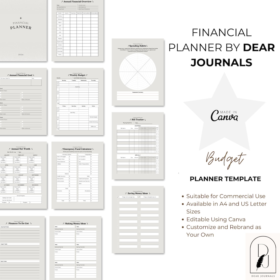 Canva Financial Budget Planner Template | Editable Budget Finance ...