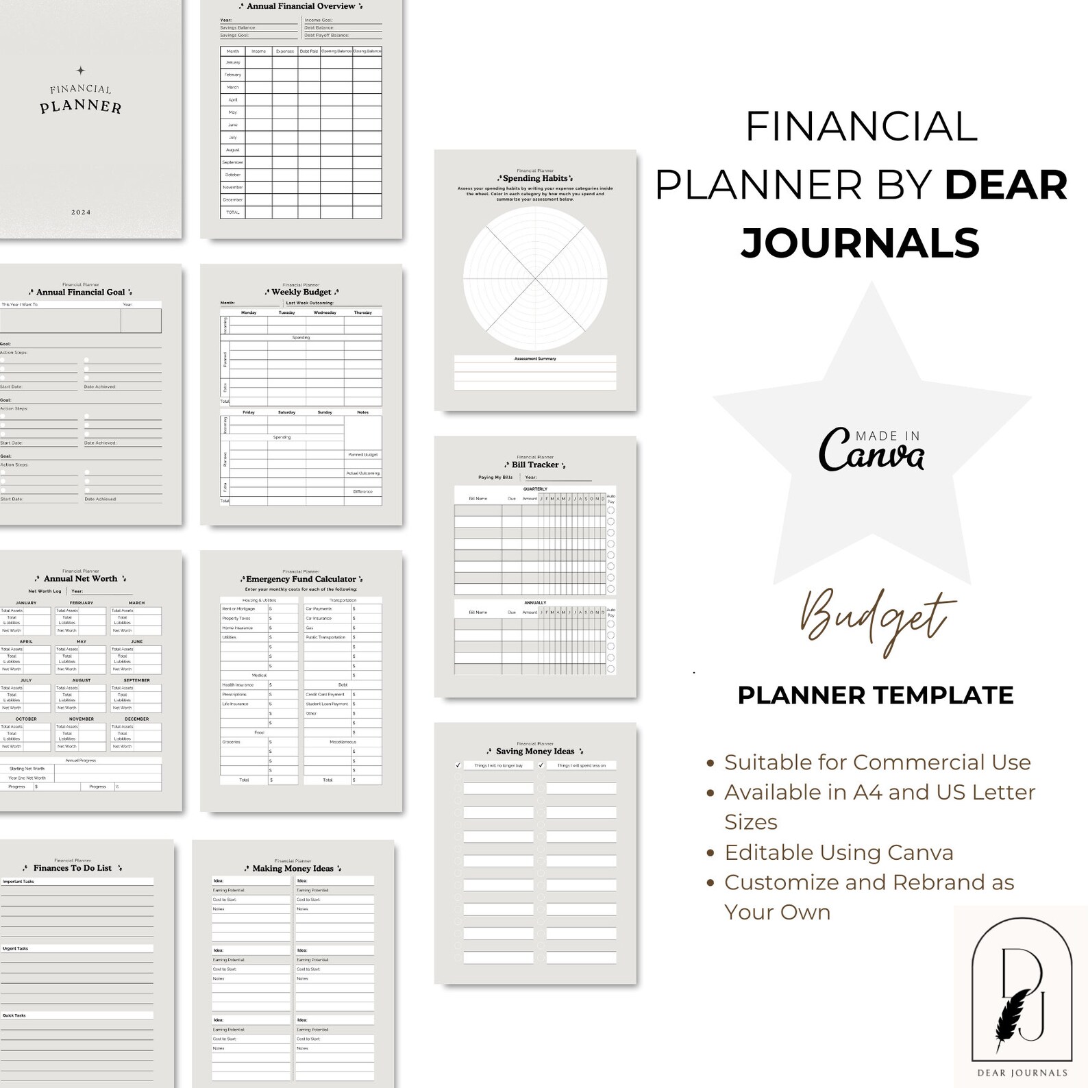 Canva Financial Budget Planner Template | Editable Budget Finance ...