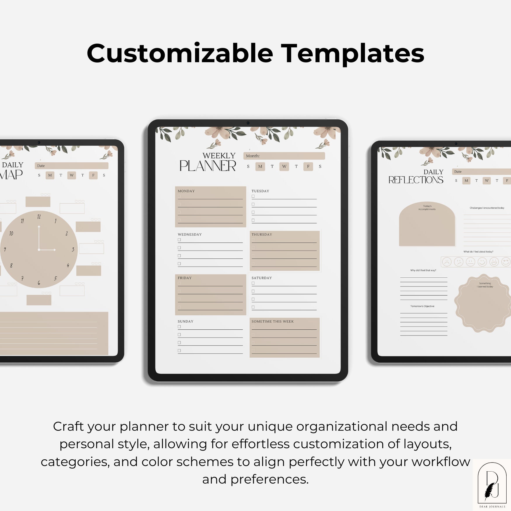Canva Daily Weekly Monthly Planner Template | Editable Productivity ...