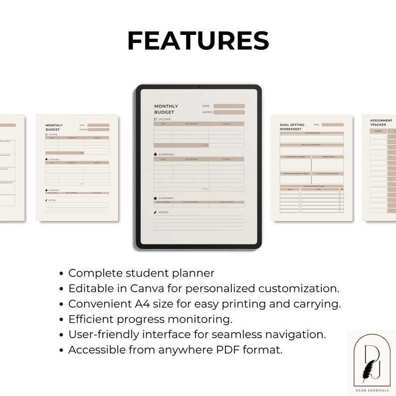 Canva Student Planner Template | Editable Academic Planner | Printable ...