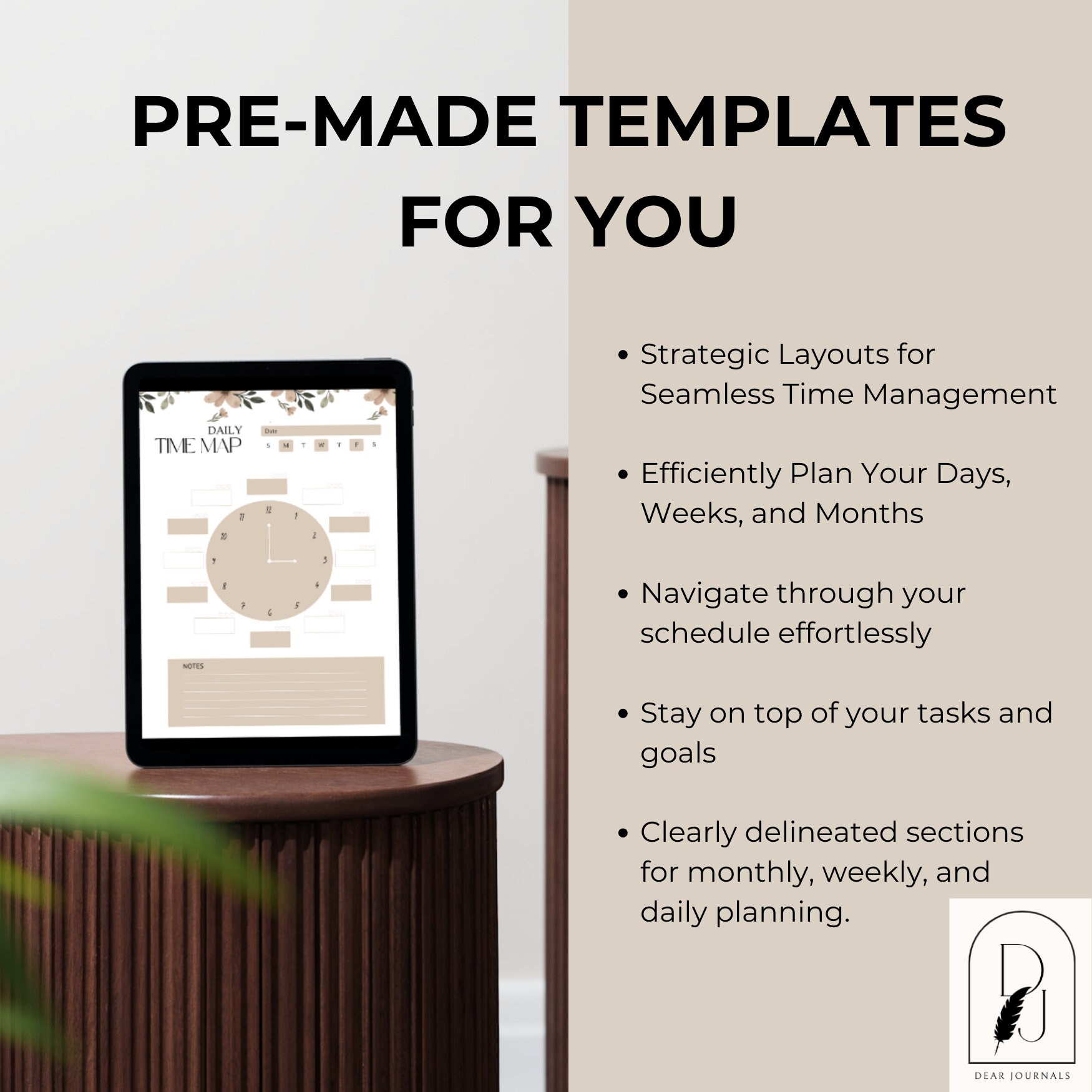 Canva Daily Weekly Monthly Planner Template | Editable Productivity ...