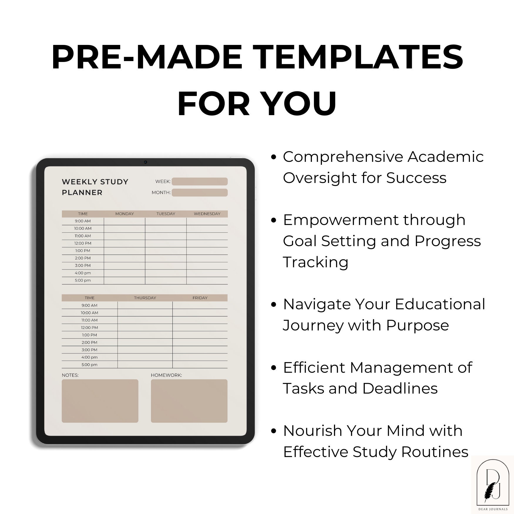 Canva Student Planner Template | Editable Academic Planner | Printable ...