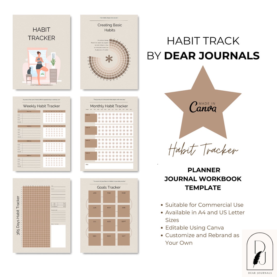 Canva Habit Tracker Template Editable Routine Builder Planner Printable ...
