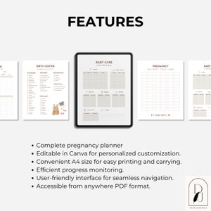 Canva Pregnancy Expectant Mother Journal | Editable Pregnancy Planner ...